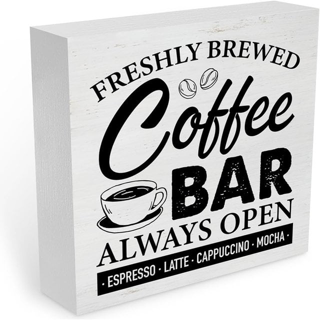 Coffee Bar Signs Coffee Bar Wooden Sign Decorations Home Kitchen Coffee ...