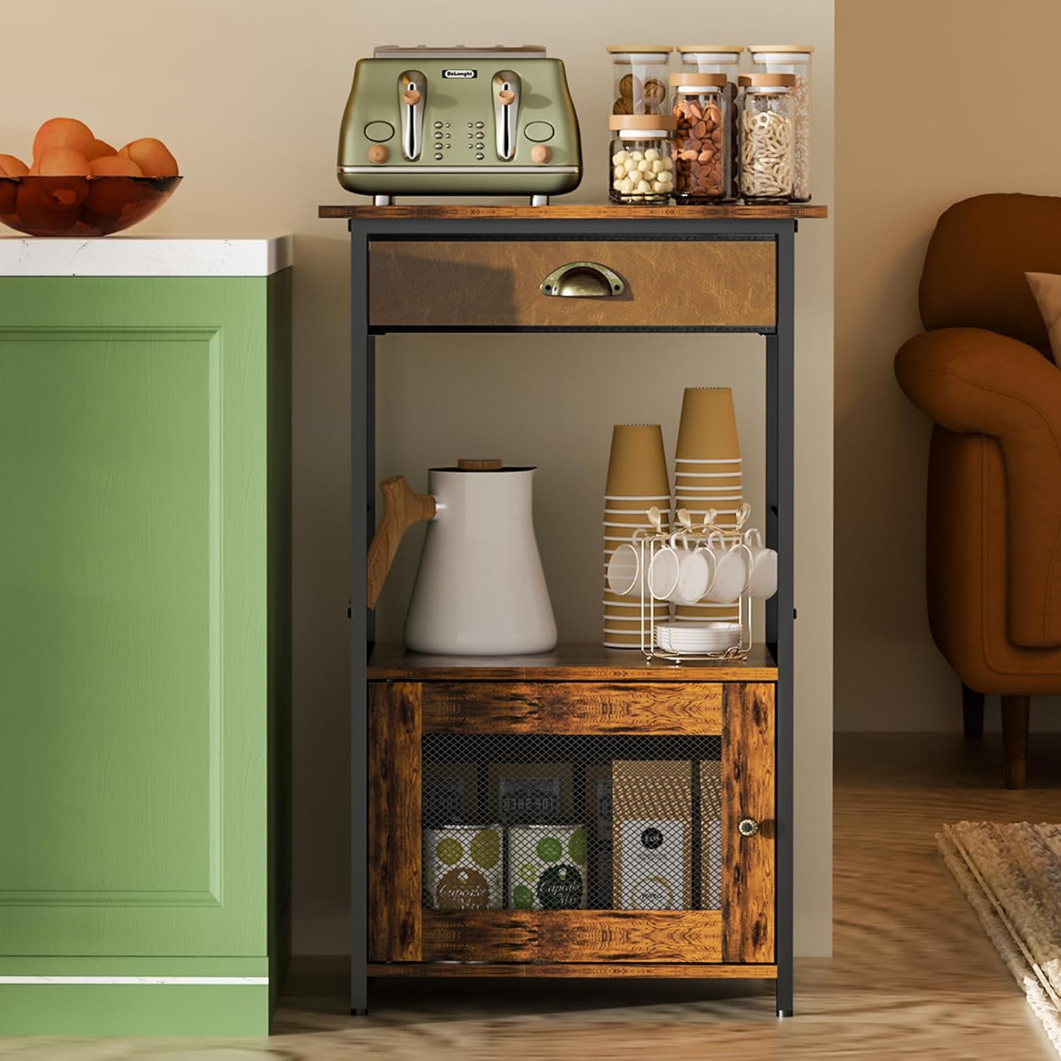 Coffee Bar Station, 3-Tier Small Coffee Stand Station with Storage ...