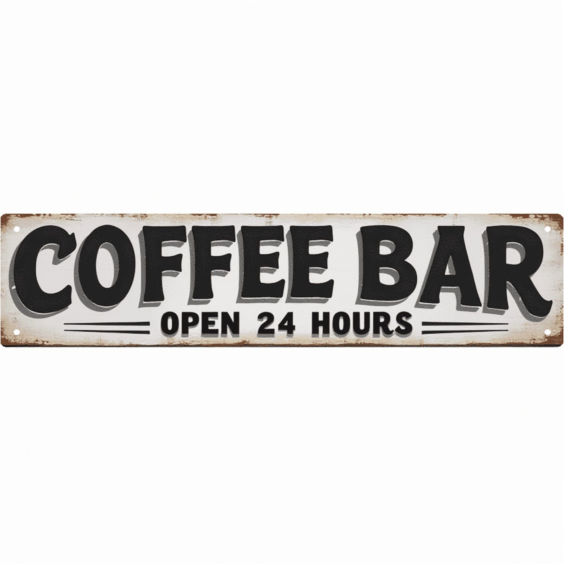 Coffee Bar Tin Decor 16*4 Inches "COFFEE BAR OPEN 24 HOURS" Kitchen ...