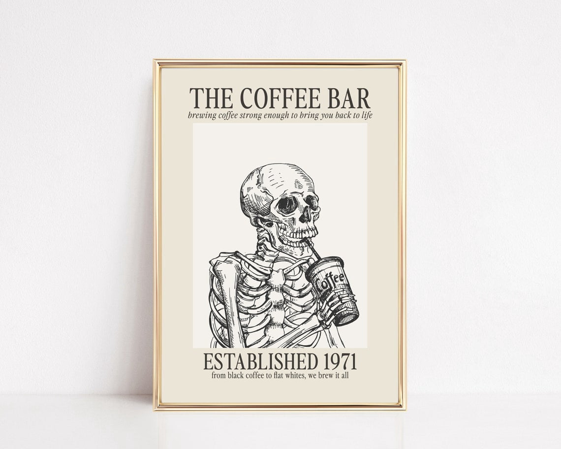 Coffee Bar Typography Wall Art Modern Decor, Stretched Canvas Size ...