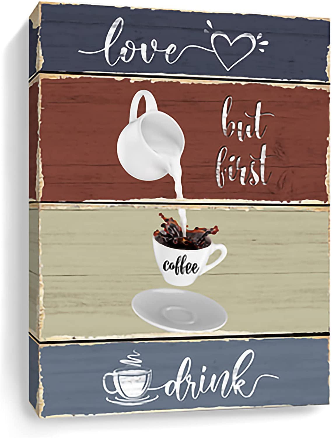Coffee Bar Wall Decor 12x16 IN For Kitchen Farmhouse Wall Art Love But ...