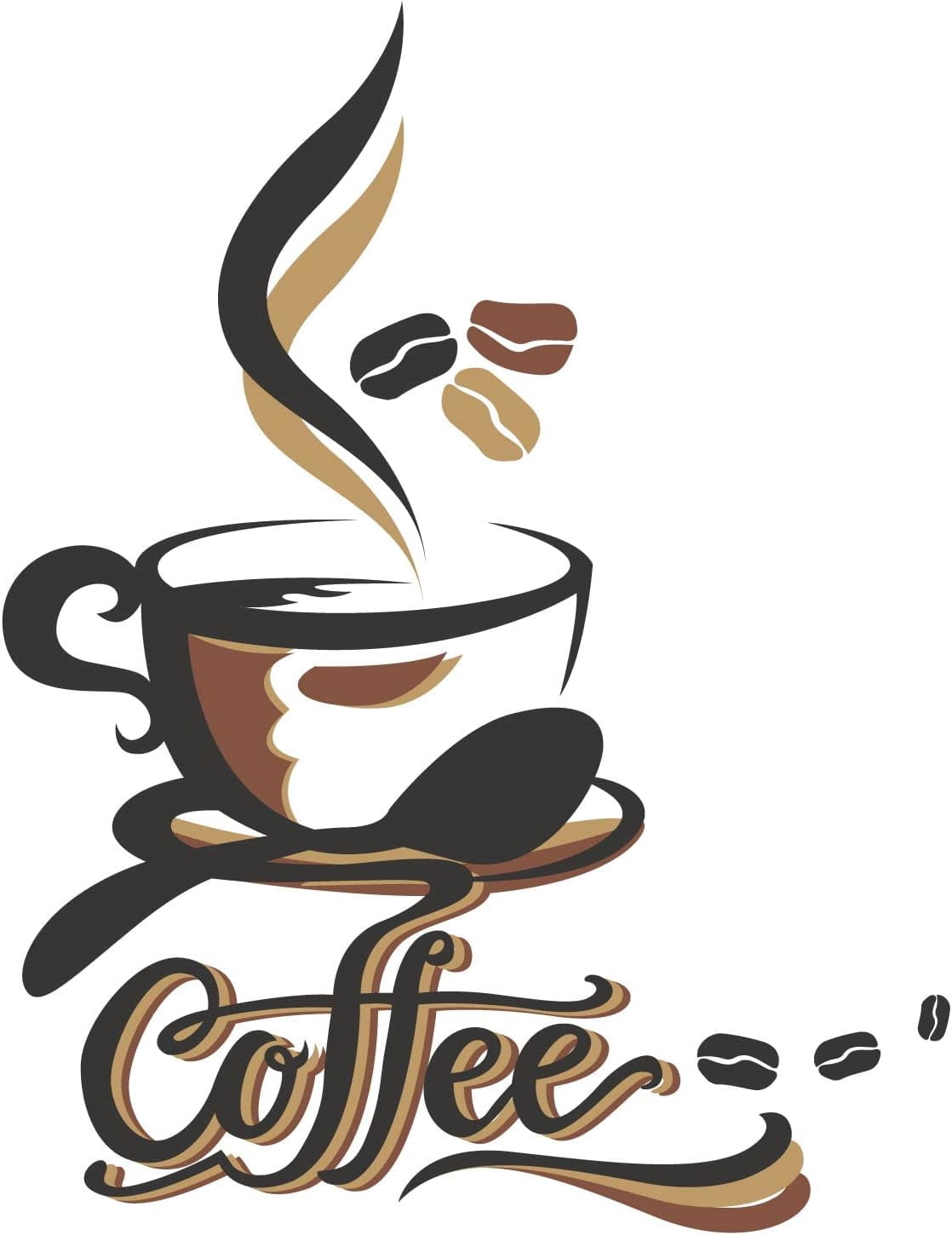 Coffee Bar Wall Stickers Brown Vintage Coffee Cup Wall Decals Vinyl ...