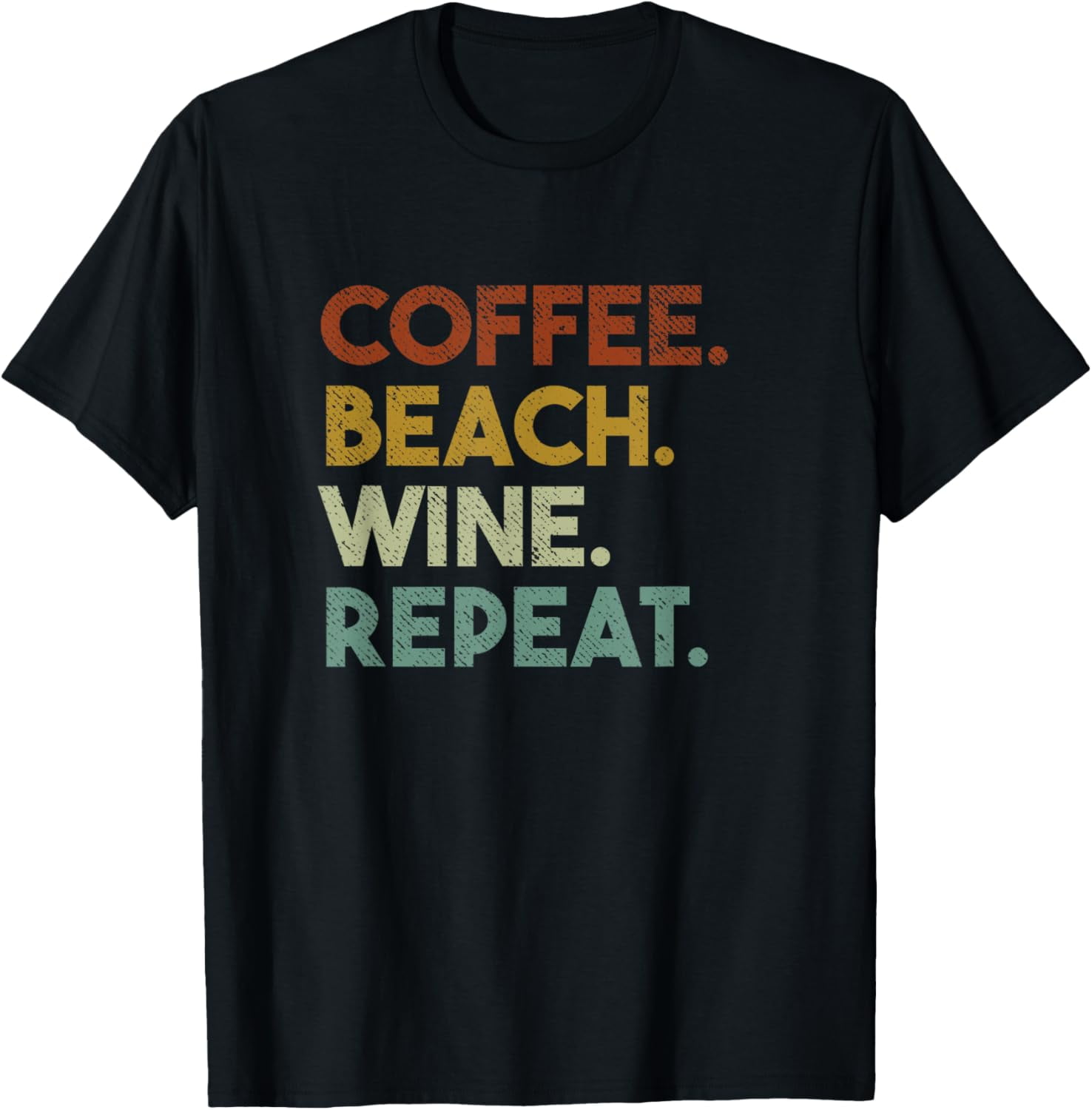 Coffee Beach Wine Repeat Funny Retro Beach T-Shirt - Walmart.com