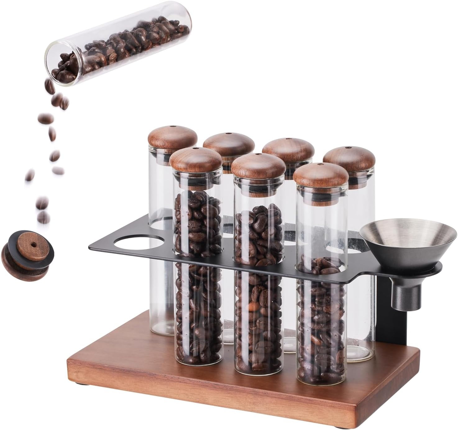 Coffee Bean Cellar Tubes Single Dose Set of 8 Borosilicate Glass Sealing Tubes for Espresso ...