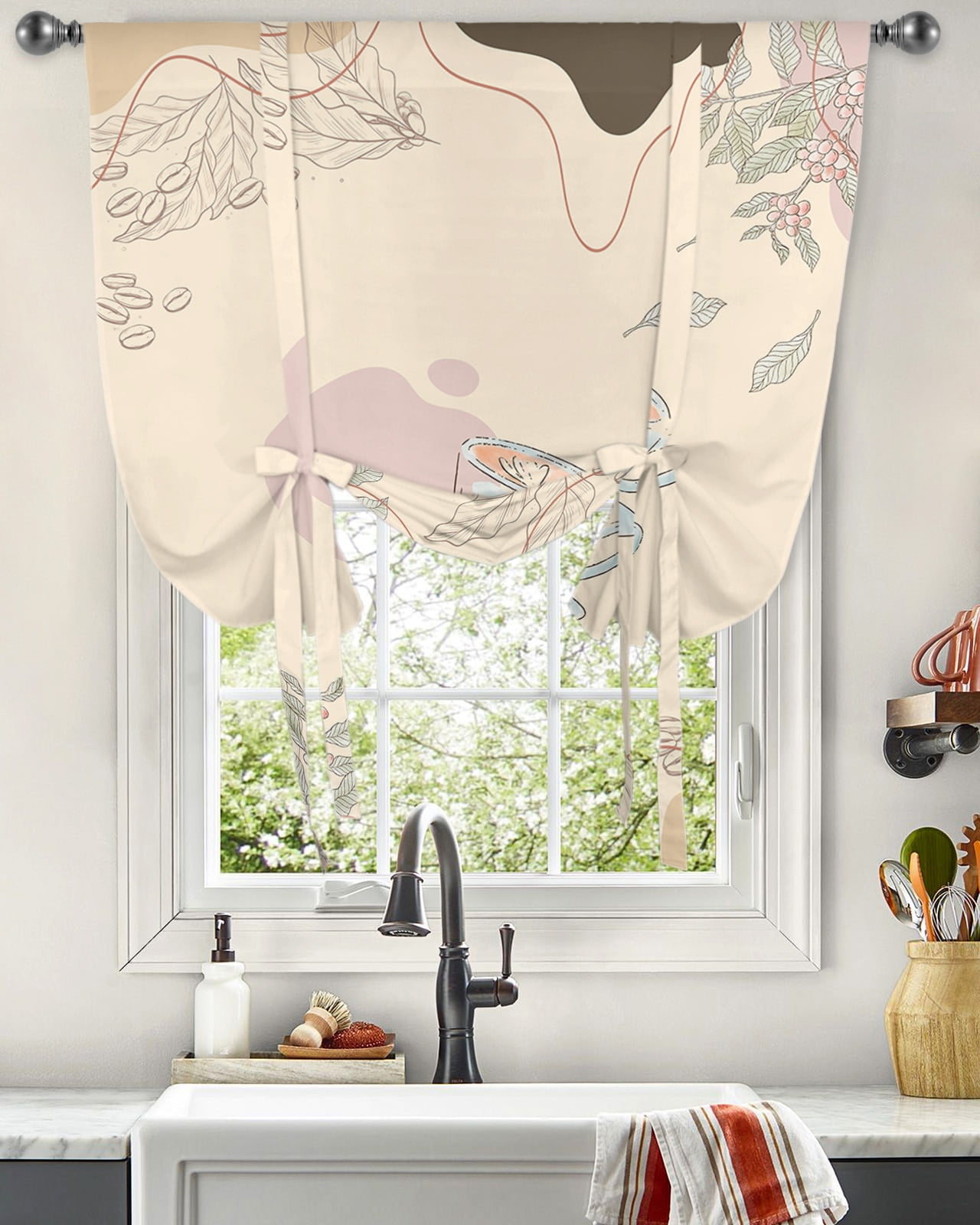 Coffee Bean Chocolate Bean Simple Window Curtain for Living Room Home ...