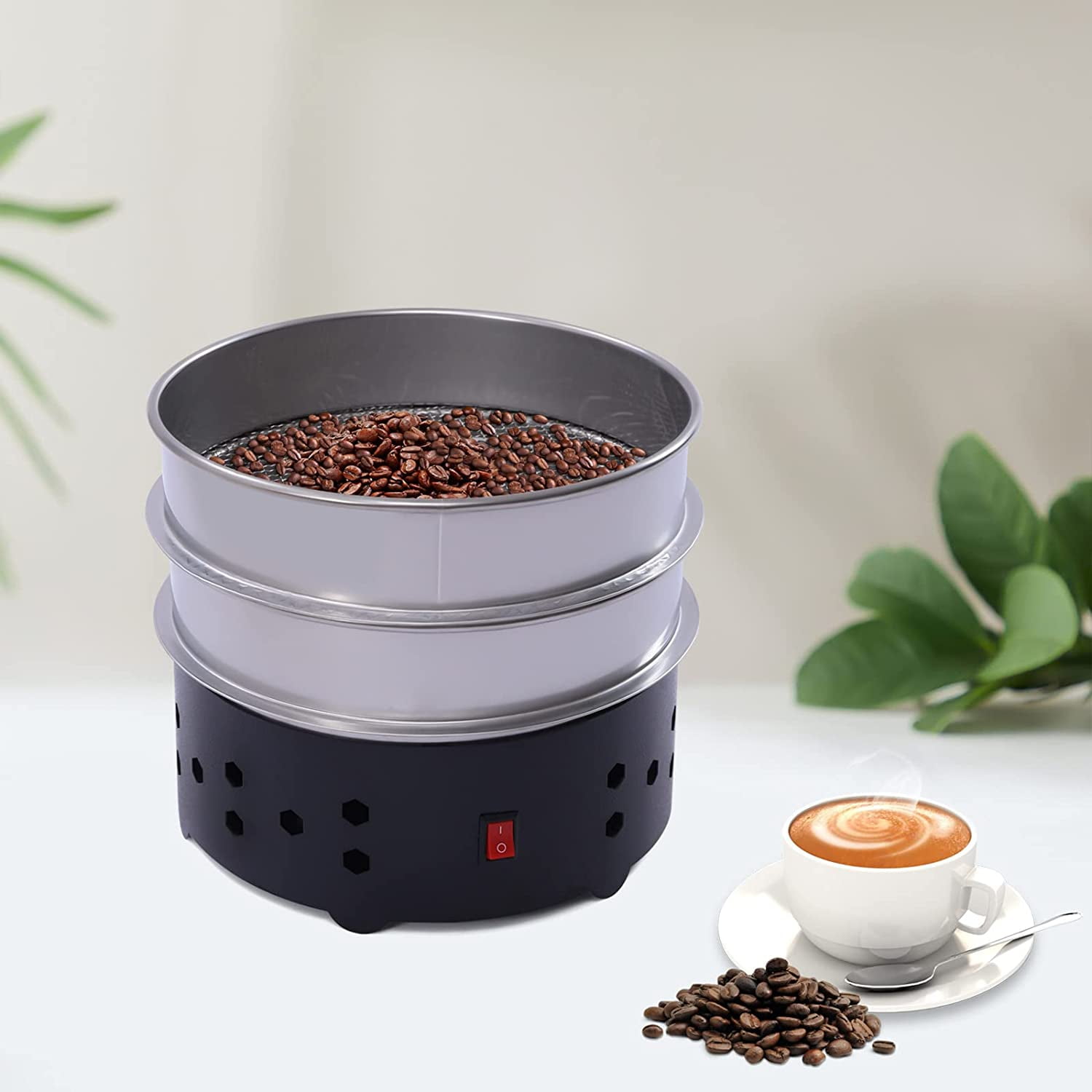 Coffee Bean Cooler, 2-Tier 1.3lb Electric Coffee Beans Cooling Machine ...