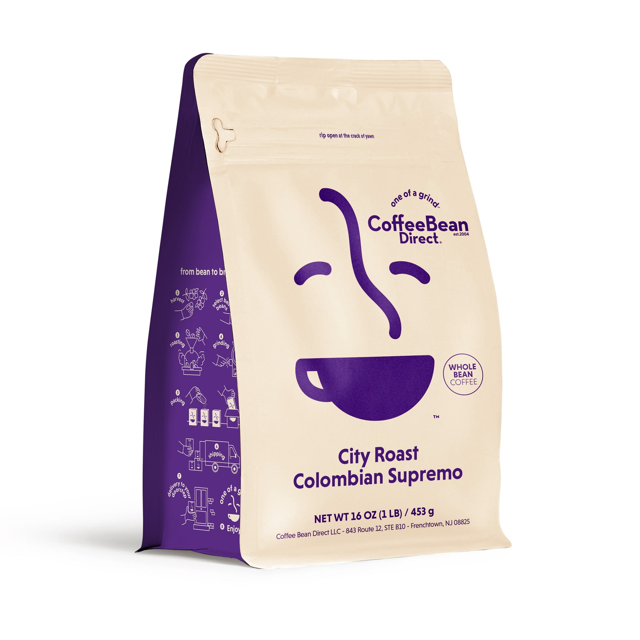 Coffee Bean Direct City Roast Colombian Supremo, Whole Bean Coffee ...