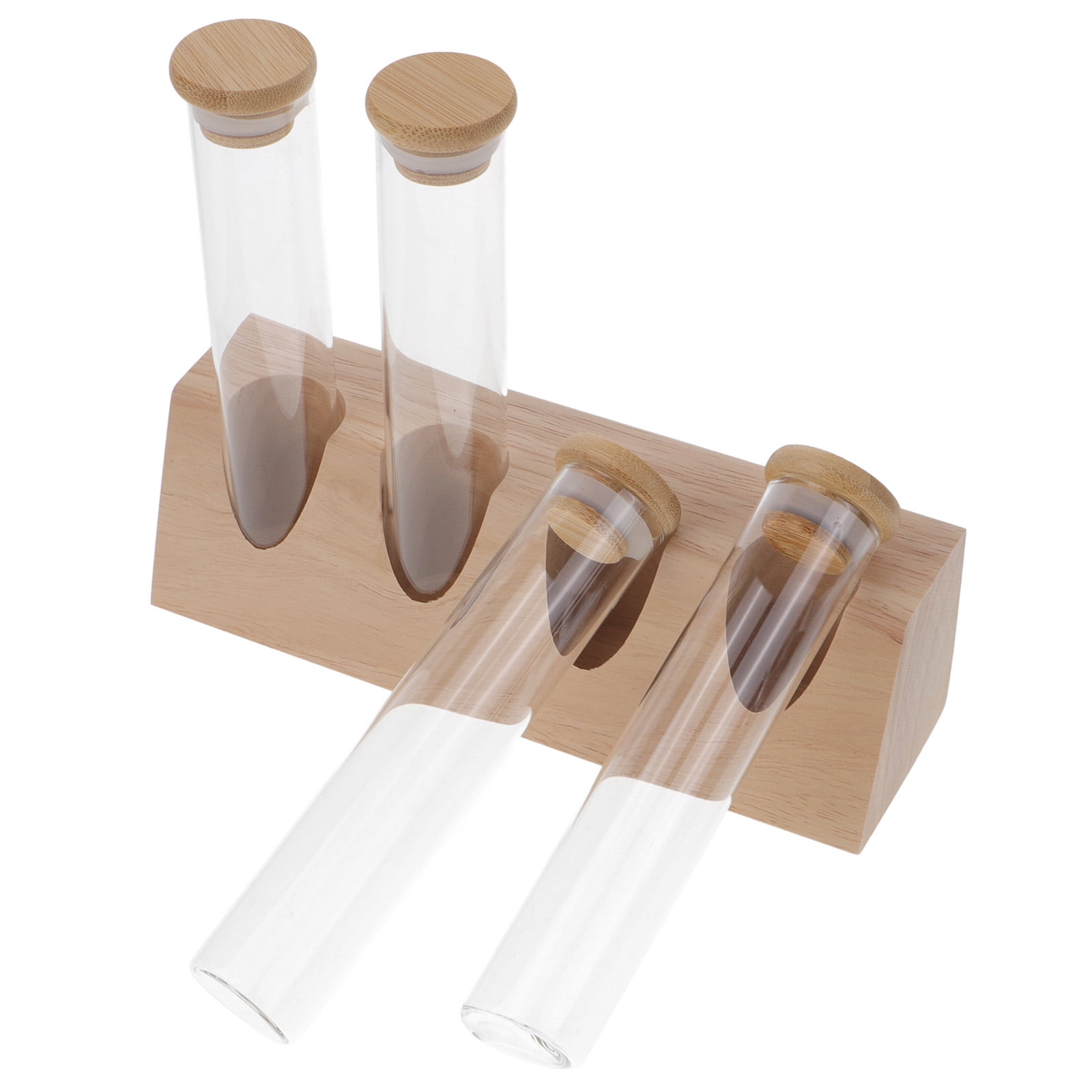 Coffee Bean Display Stand Glass Storage Tubes with Wood Beans Shelf Jar ...