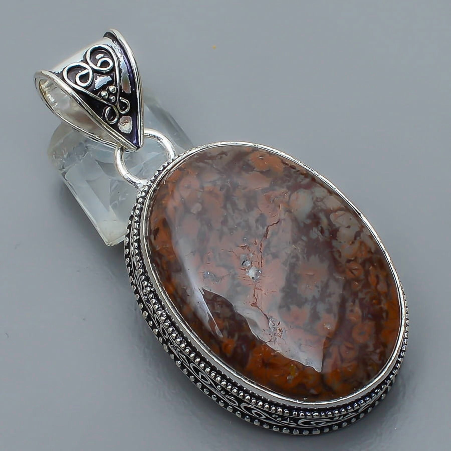Coffee Bean Jasper 925 Sterling Silver Fine Art Pendant 2.15" TP3722-583, Christmas Gift ...