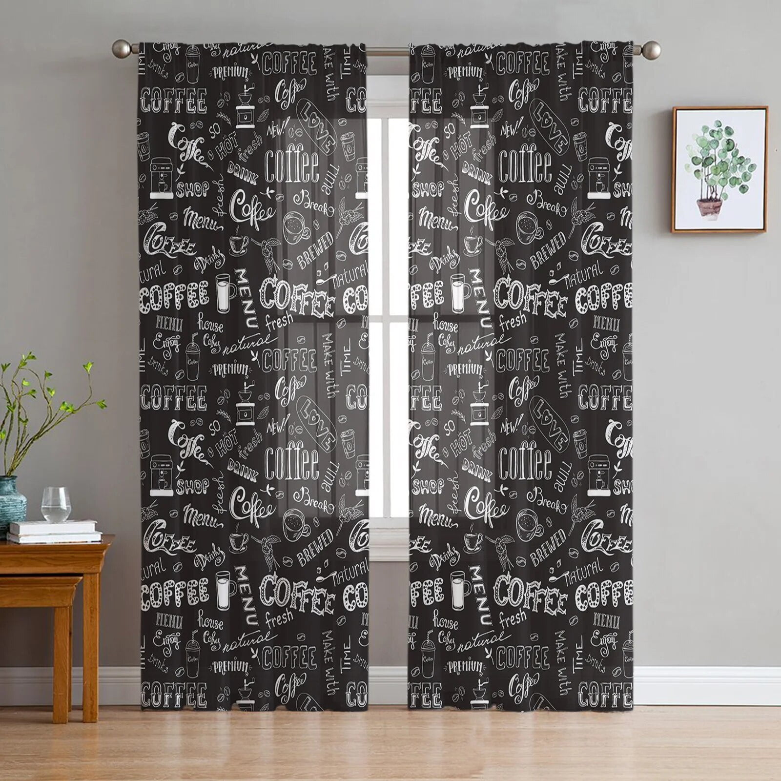 Coffee Bean Milk Modern Tulle Curtains for Living Room Bedroom Home ...