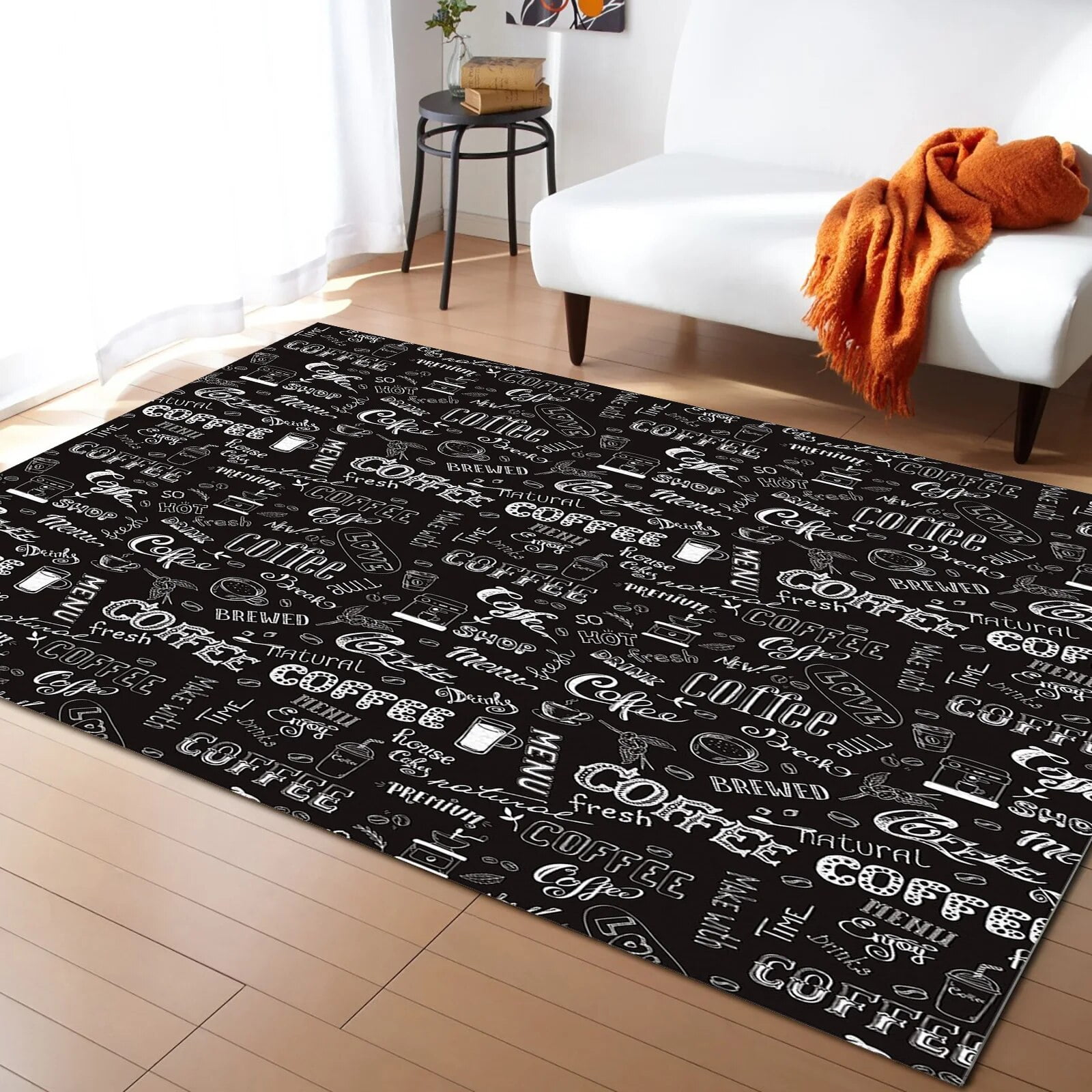 Coffee Bean Milk Tea Black Living Room Carpet Coffee Table Floor Mat ...