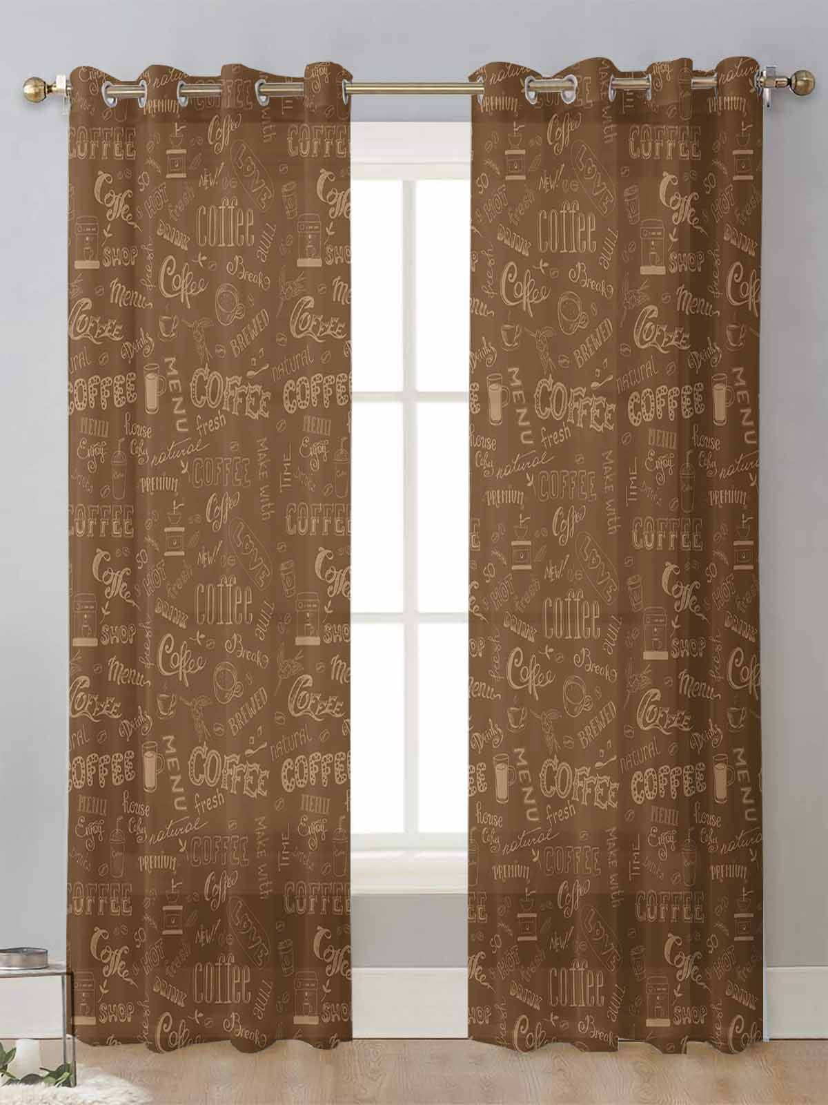 Coffee Bean Milk Tea Sheer Curtains For Living Room Window Screening ...