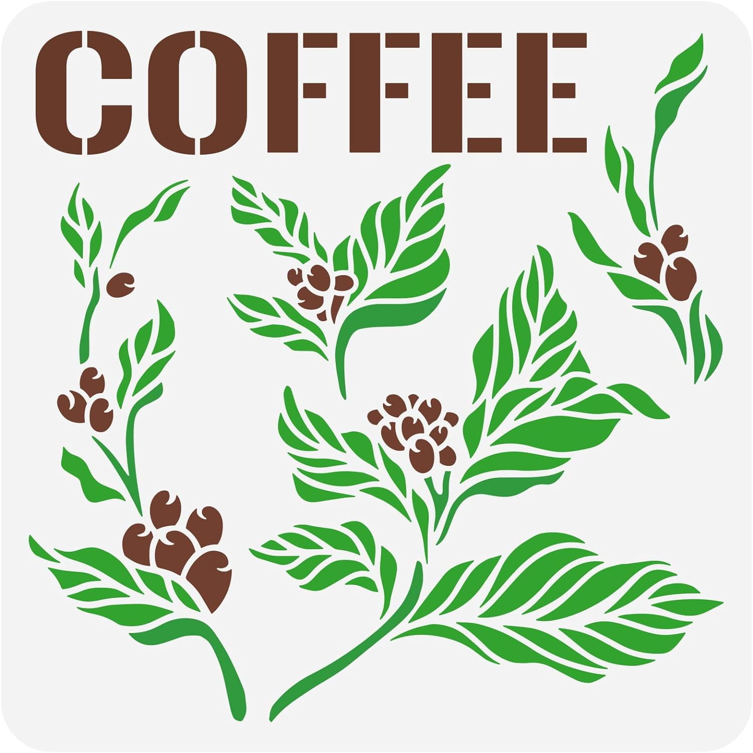 Coffee Bean Plant Stencil 11.8x11.8inch Reusable Painting Template ...