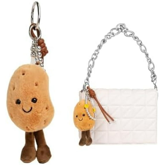 Coffee Bean Plush Keychain Adorable Smiling Face bag charm with Soft ...