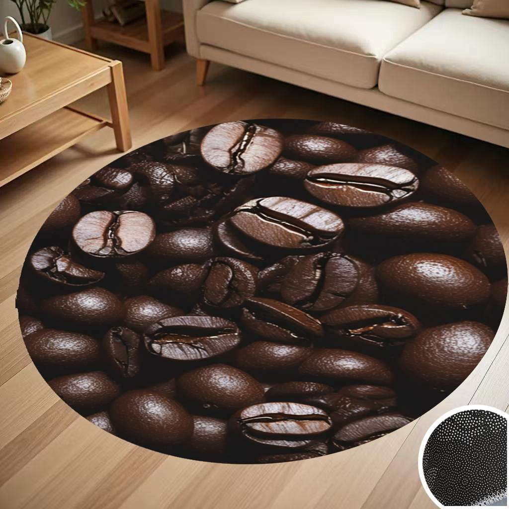 Coffee Bean Texture Round Carpet Living Room Bedroom Home Decoration ...
