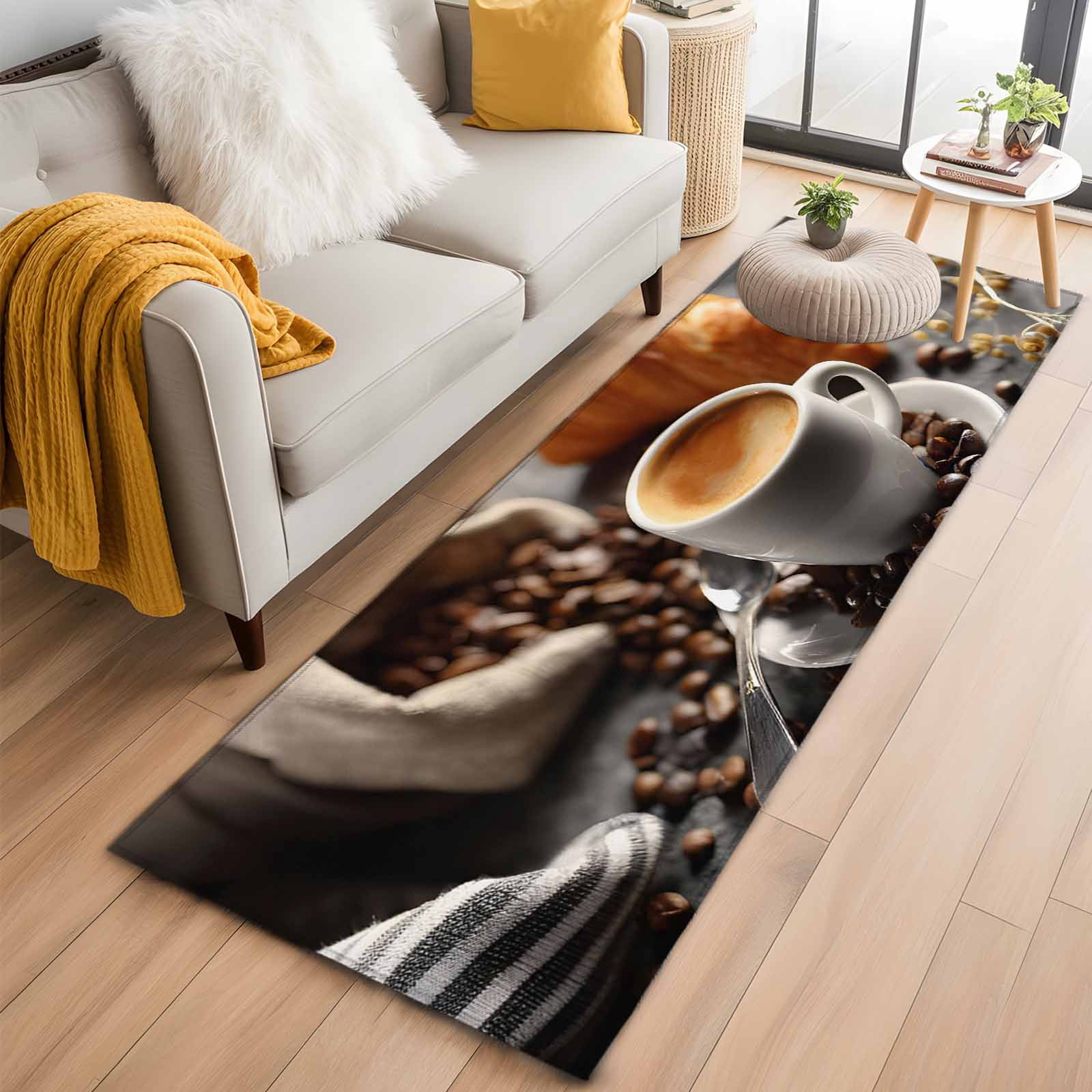 Coffee Beans 2'x6' Runner Rugs for Hallway Kitchen Bedside Non Slip ...