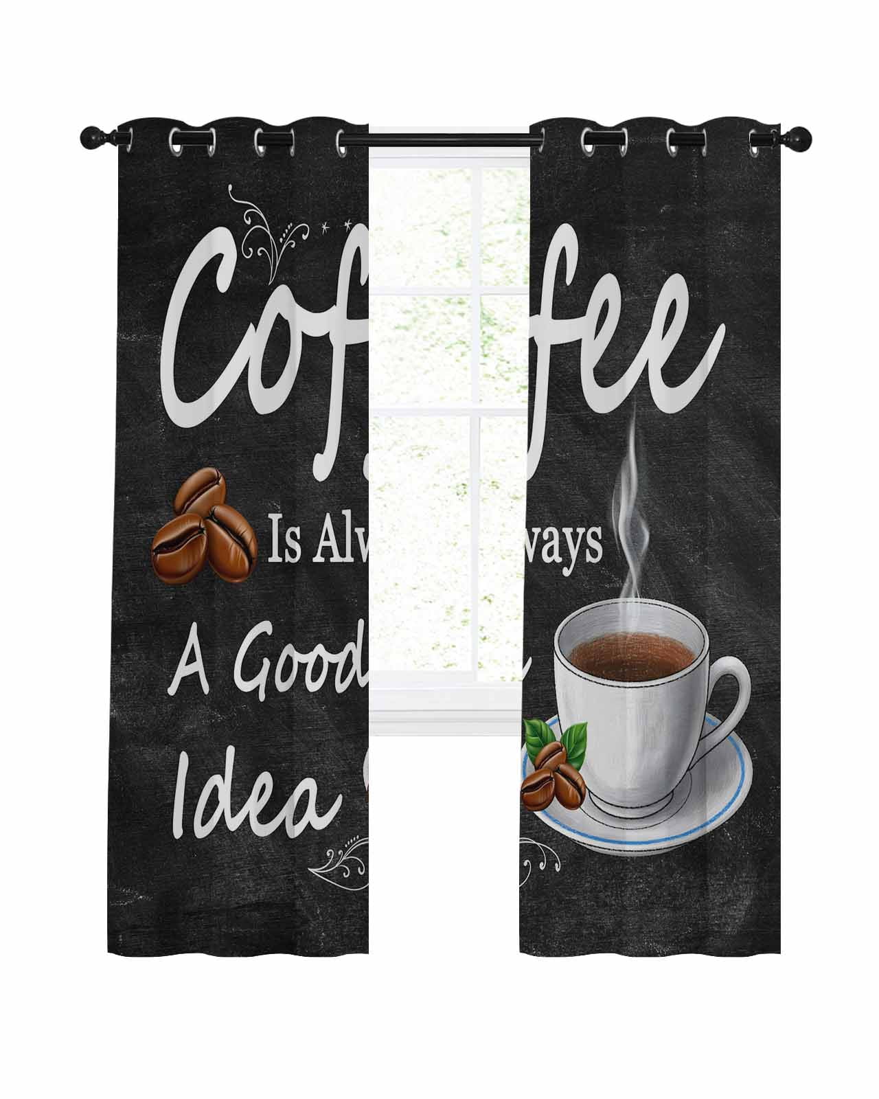 Coffee Beans Blackout Curtains for Bedroom Living Room, Coffee Cup ...