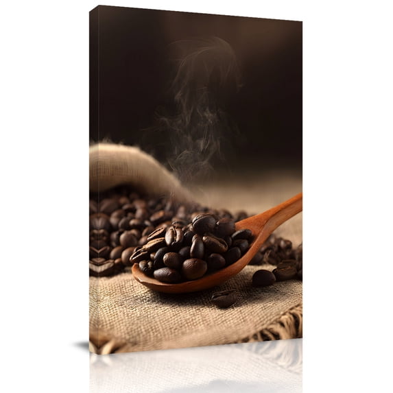 Coffee Beans Canvas Wall Art for Living Room, Country Vintage Spoon Hot ...