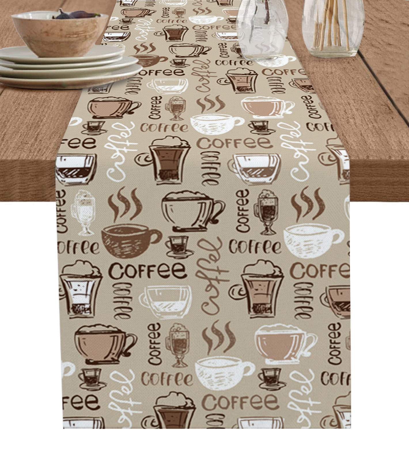 Coffee Beans Coffee Cups Table Runner ration Home r Dinner Table ration Table r - Walmart.com