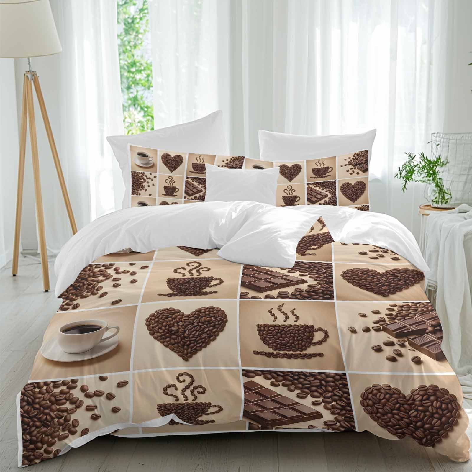 Coffee Beans Comforter Set California King Size, Country Heart Coffee ...