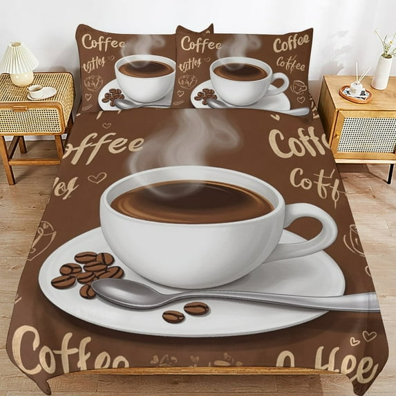 Coffee Beans Cup Bedding Set Couple Bedclothes Pillowcase Home Textiles ...