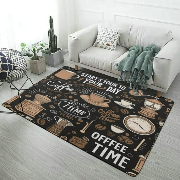 Coffee Beans Cup Carpet Soft Comfy Rug for Home Living Room Bedroom ...