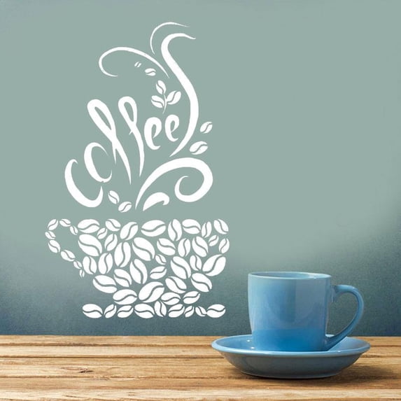 Coffee Beans Cups Cafe Kitchen Pub Restaurant Vinyl wall sticker art ...