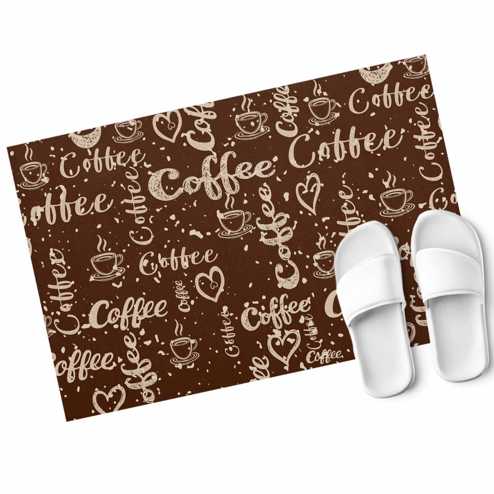 Coffee Beans Door Mat Love Heart Vintage Brown Non Slip Absorbent ...