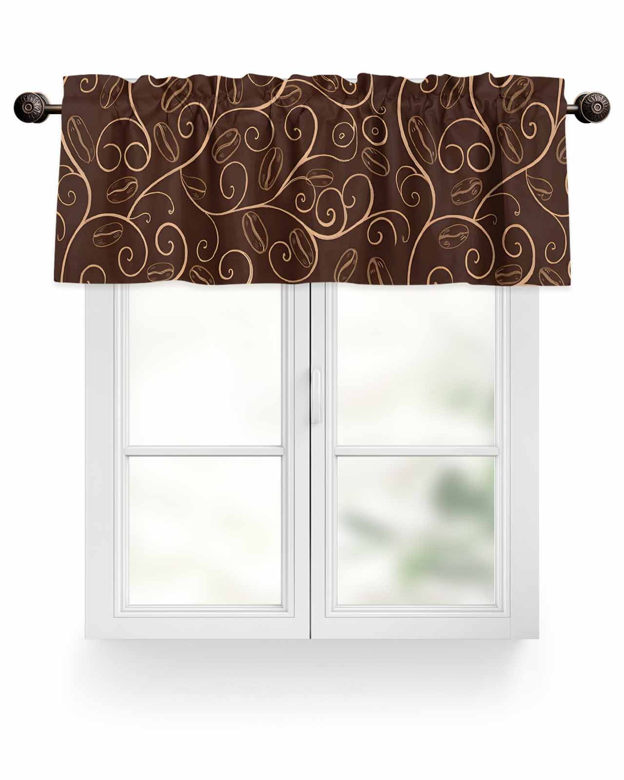 Coffee Beans Kitchen Valances for Windows 42"Wx18"L Vintage Brown ...
