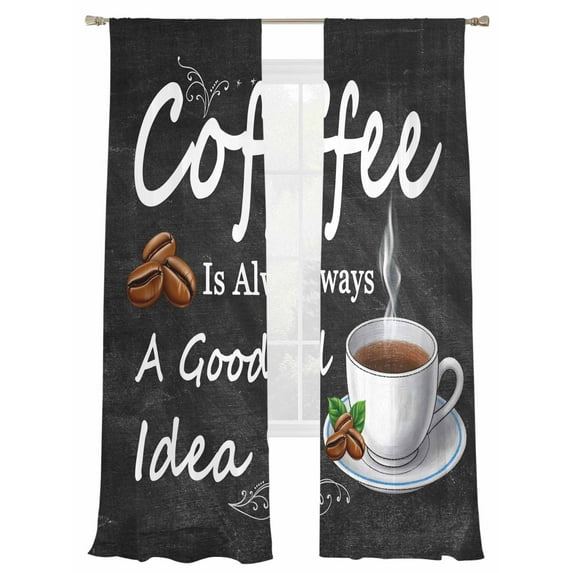 Coffee Beans Sheer Curtains for Living Room Bedroom, Coffee Cup ...