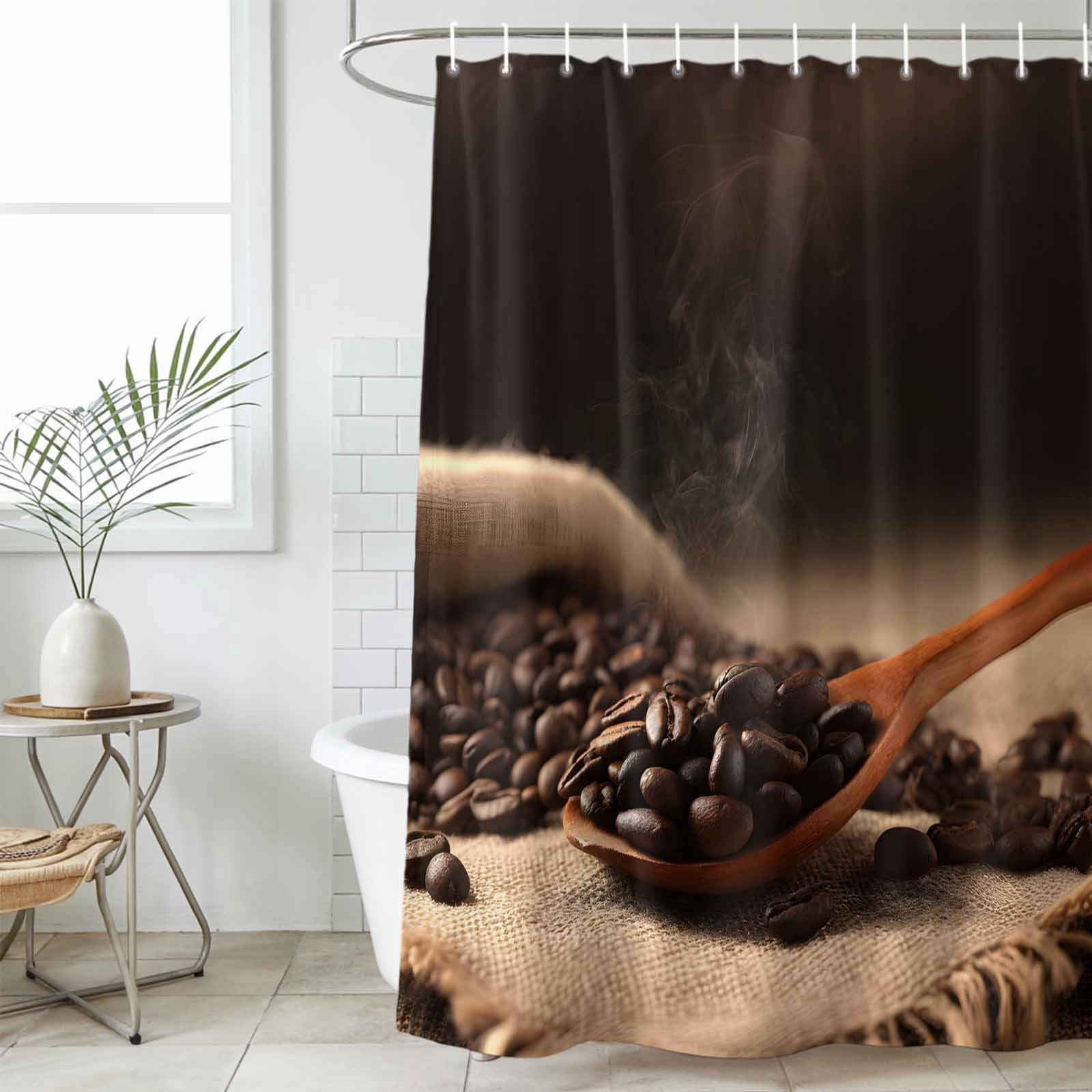 Coffee Beans Small Stall Shower Curtain, Waterproof Shower Curtains for ...