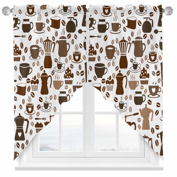 Coffee Beans Swag Kitchen Curtain Valances, Brown Cake Hot Chocolate ...