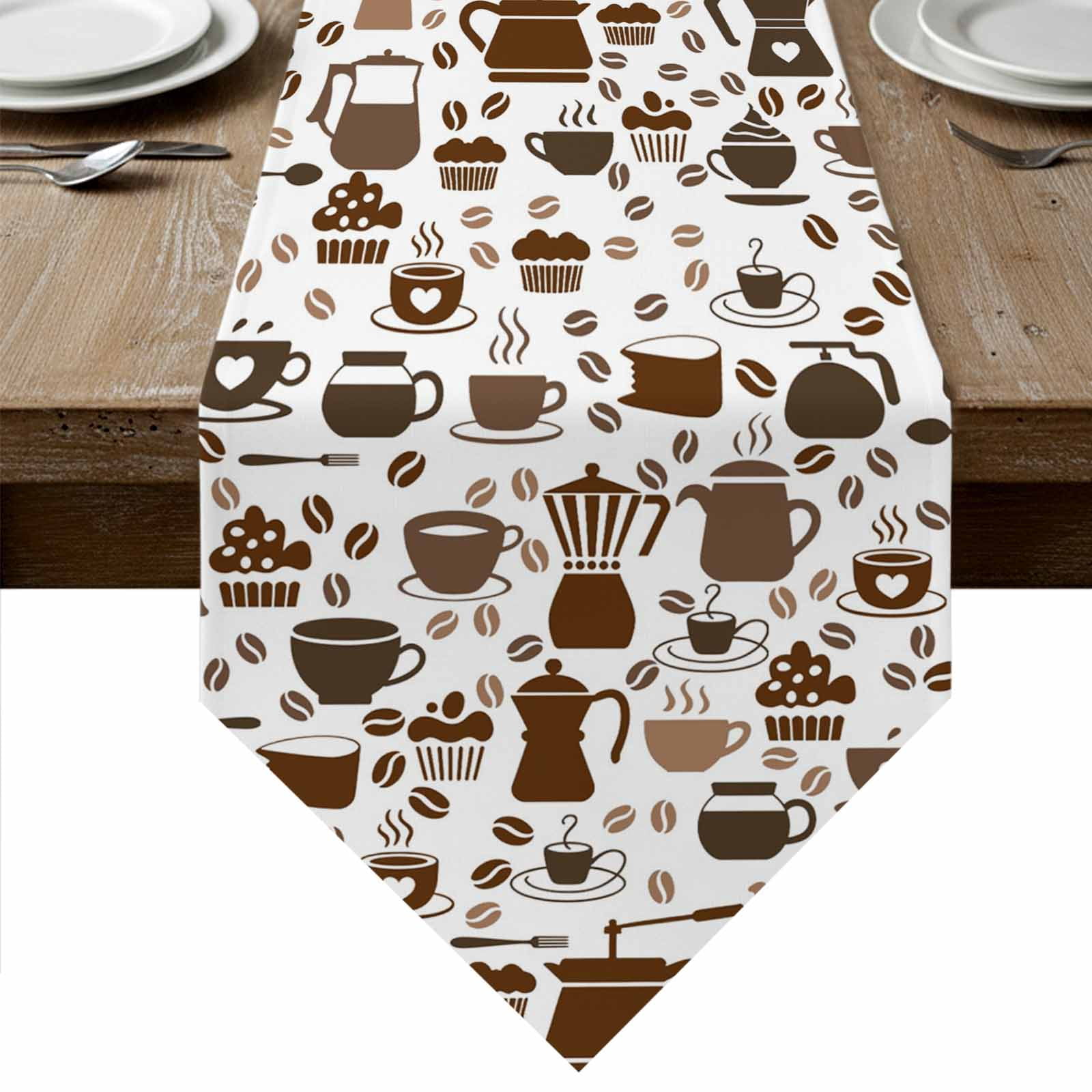 Coffee Beans Table Runner Linen Burlap Table Runner 48 Inches Long ...