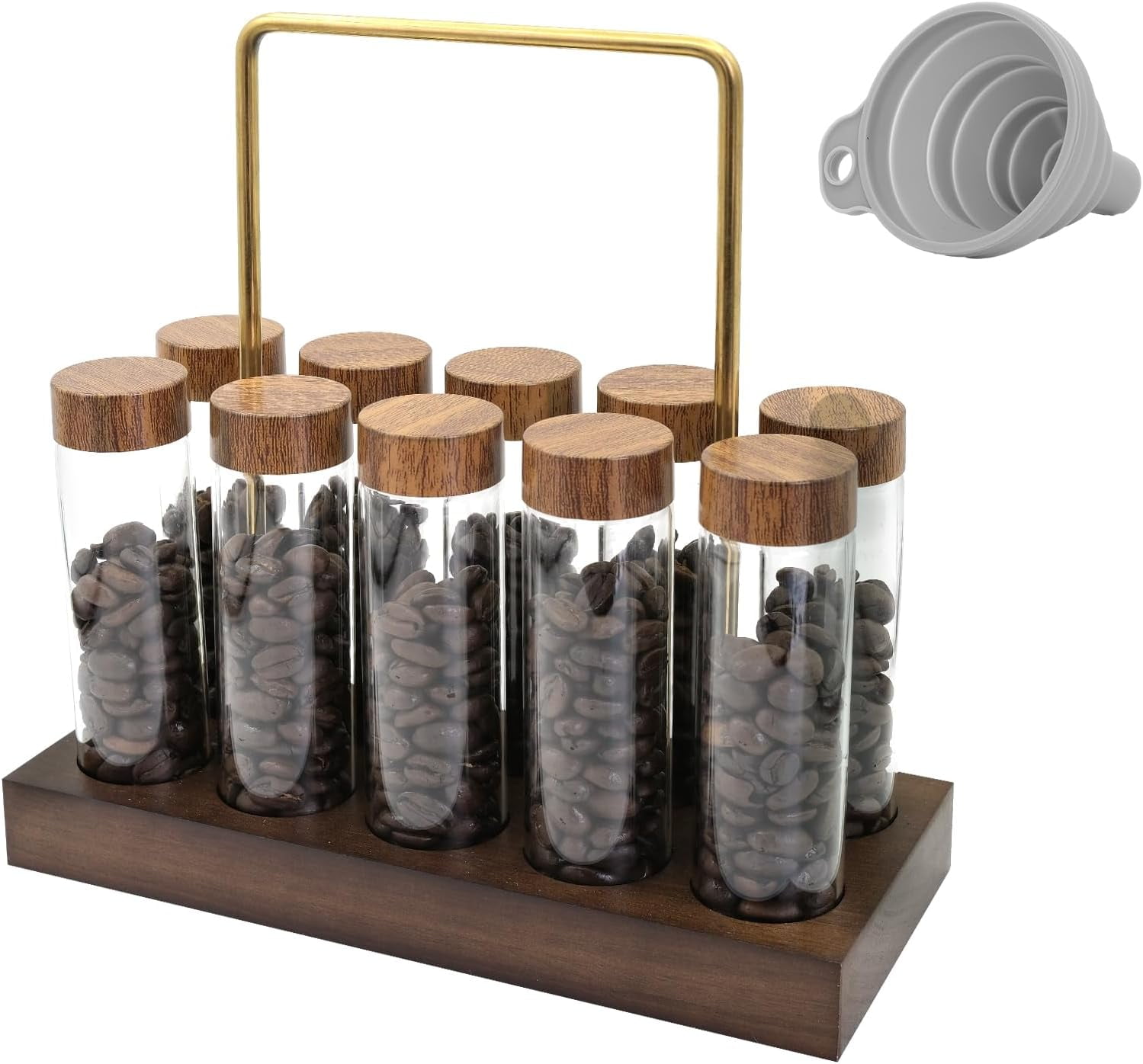 Coffee Beans Tubes Bottle, Coffee Bean Test Tubes, Wooden Display Rack ...