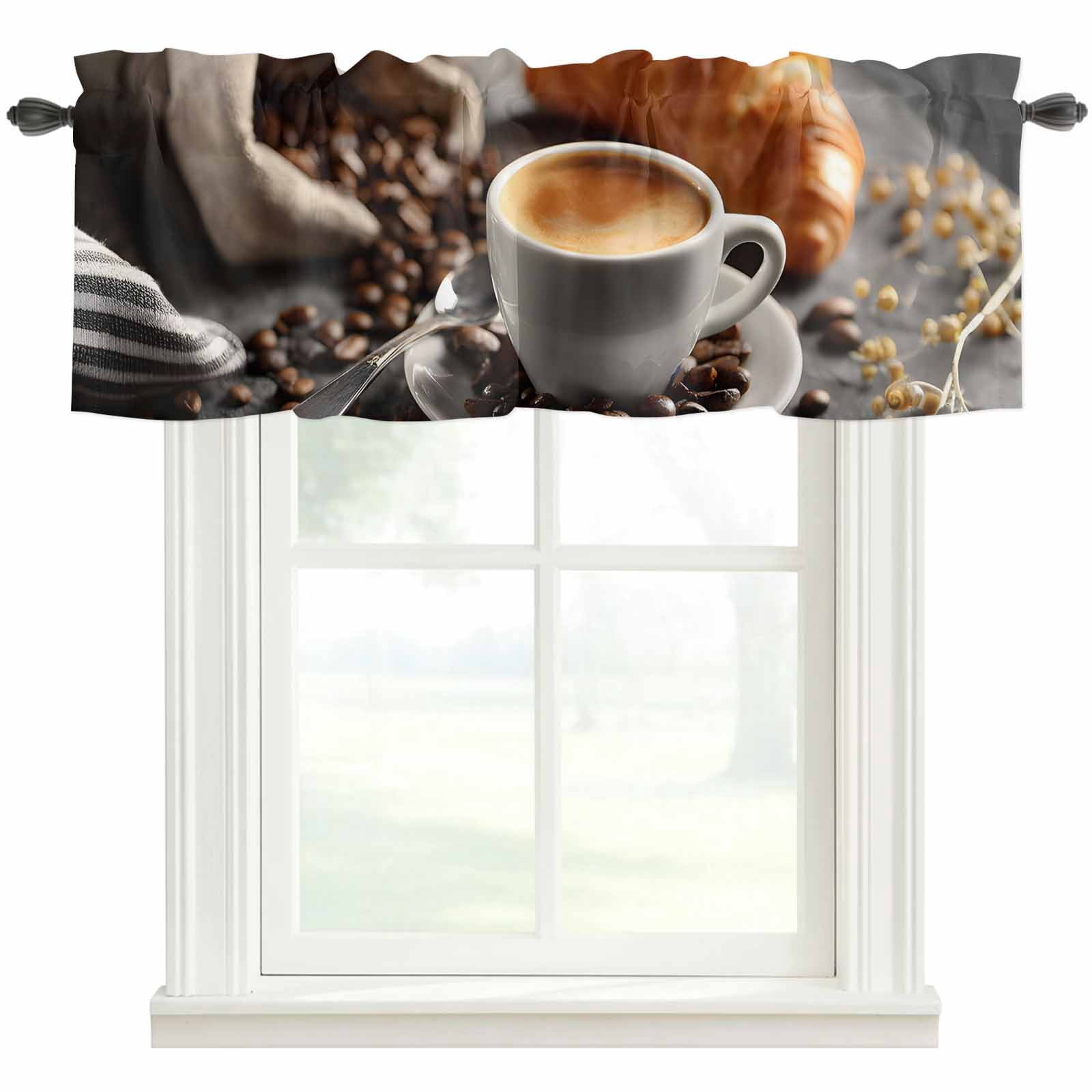 Coffee Beans Valances for Windows Farmhouse Kitchen Curtains Valances ...