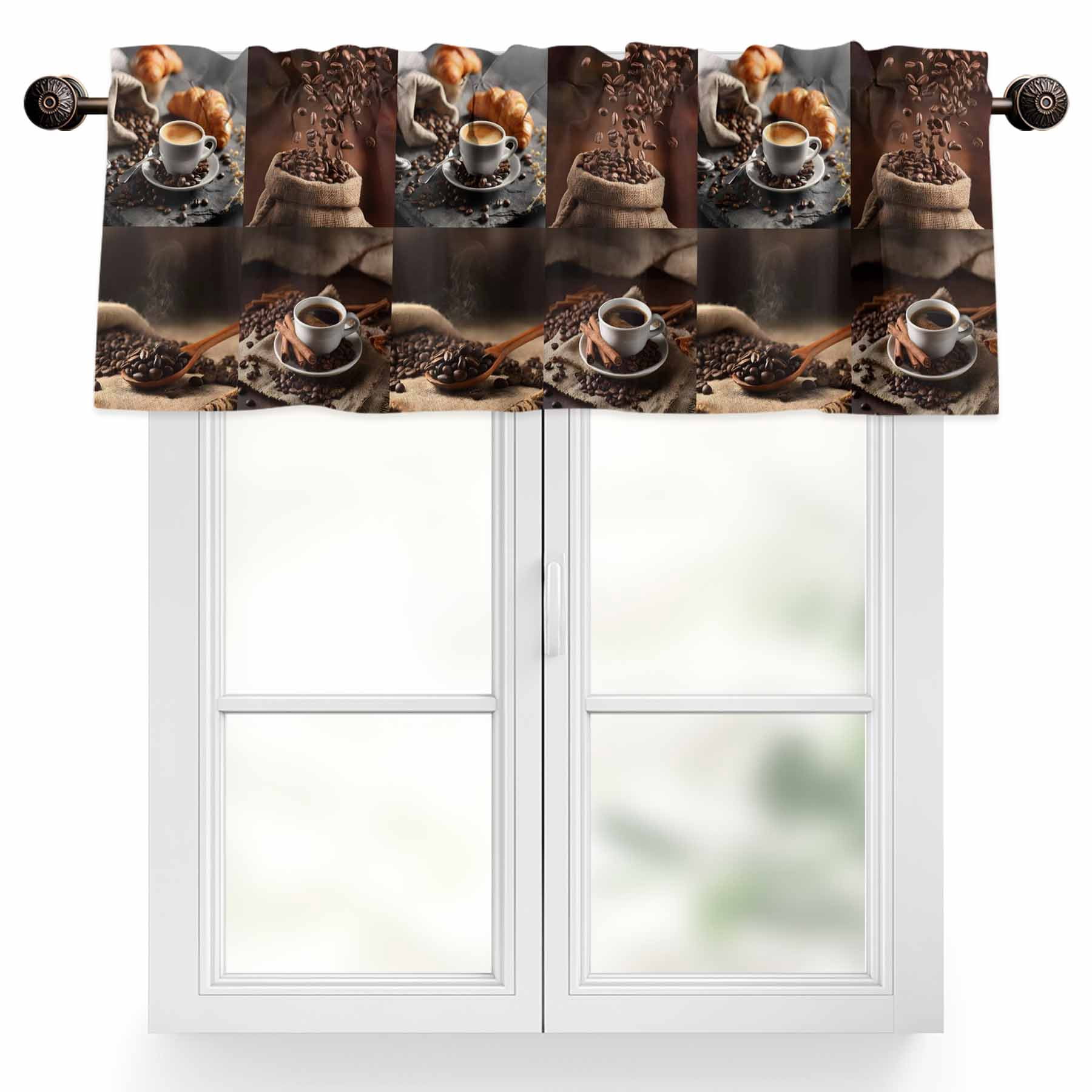 Coffee Beans Valances for Windows Vintage Country Hot Coffee Bread ...