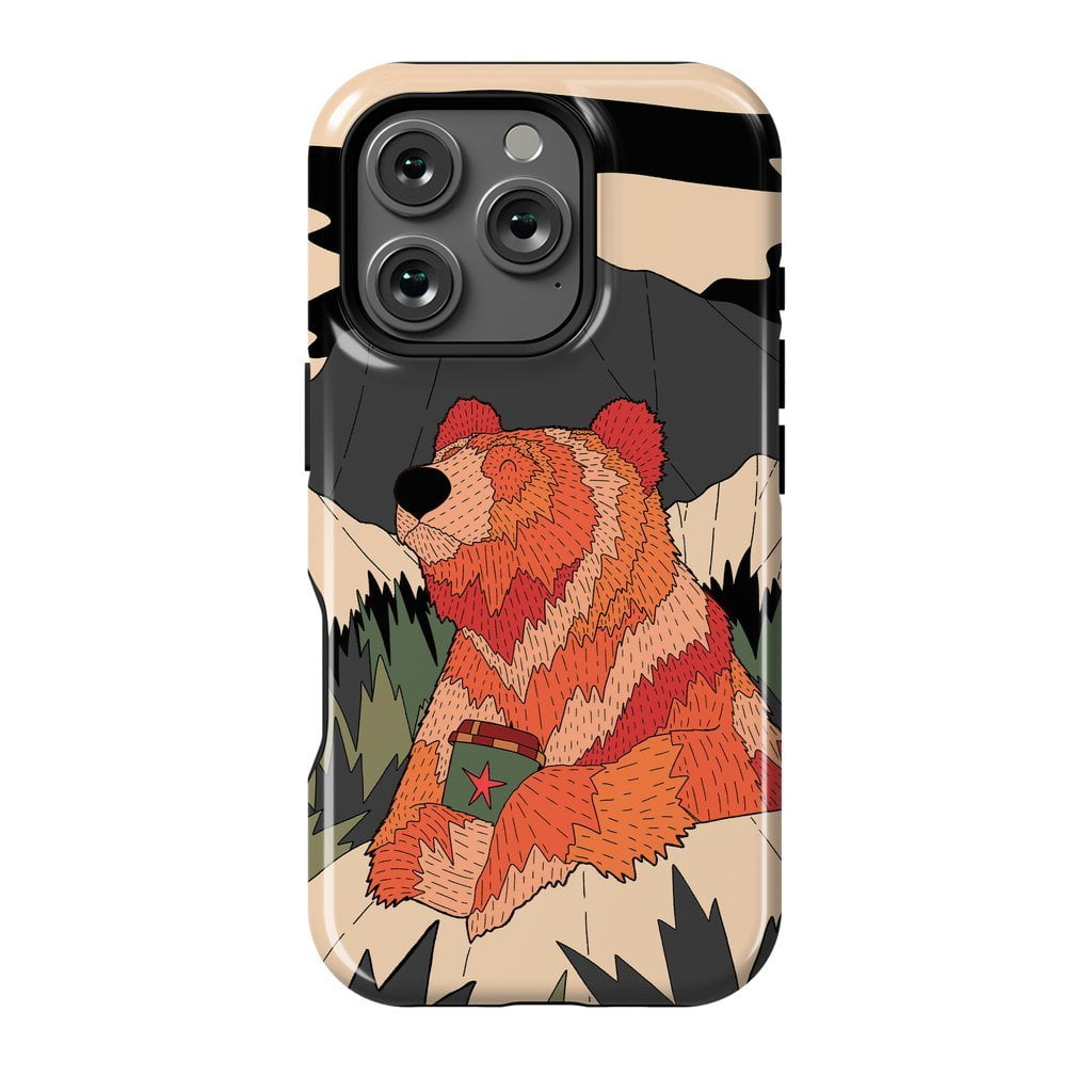 Coffee Bear Cute Cartoon Graphic Art Phone Case with iPhone 11 to 16 ...