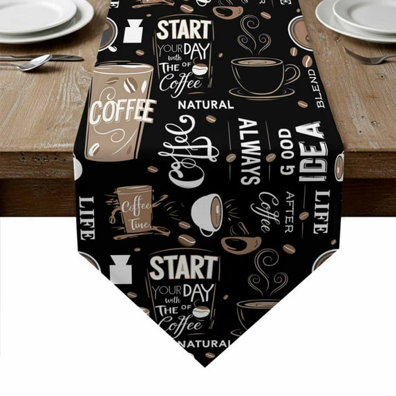 Coffee Black Table Runner Linen Burlap Table Runner 120 Inches Long ...