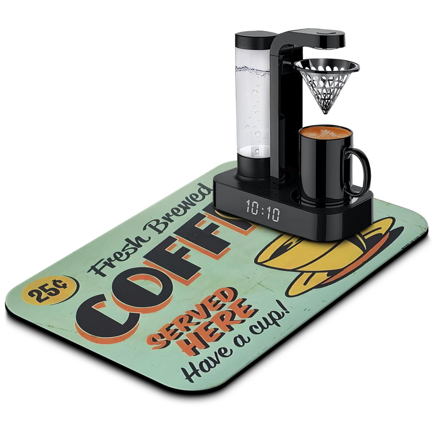 Coffee Black Vintage Pattern Coffee Bar Mat Accessories for Countertop ...