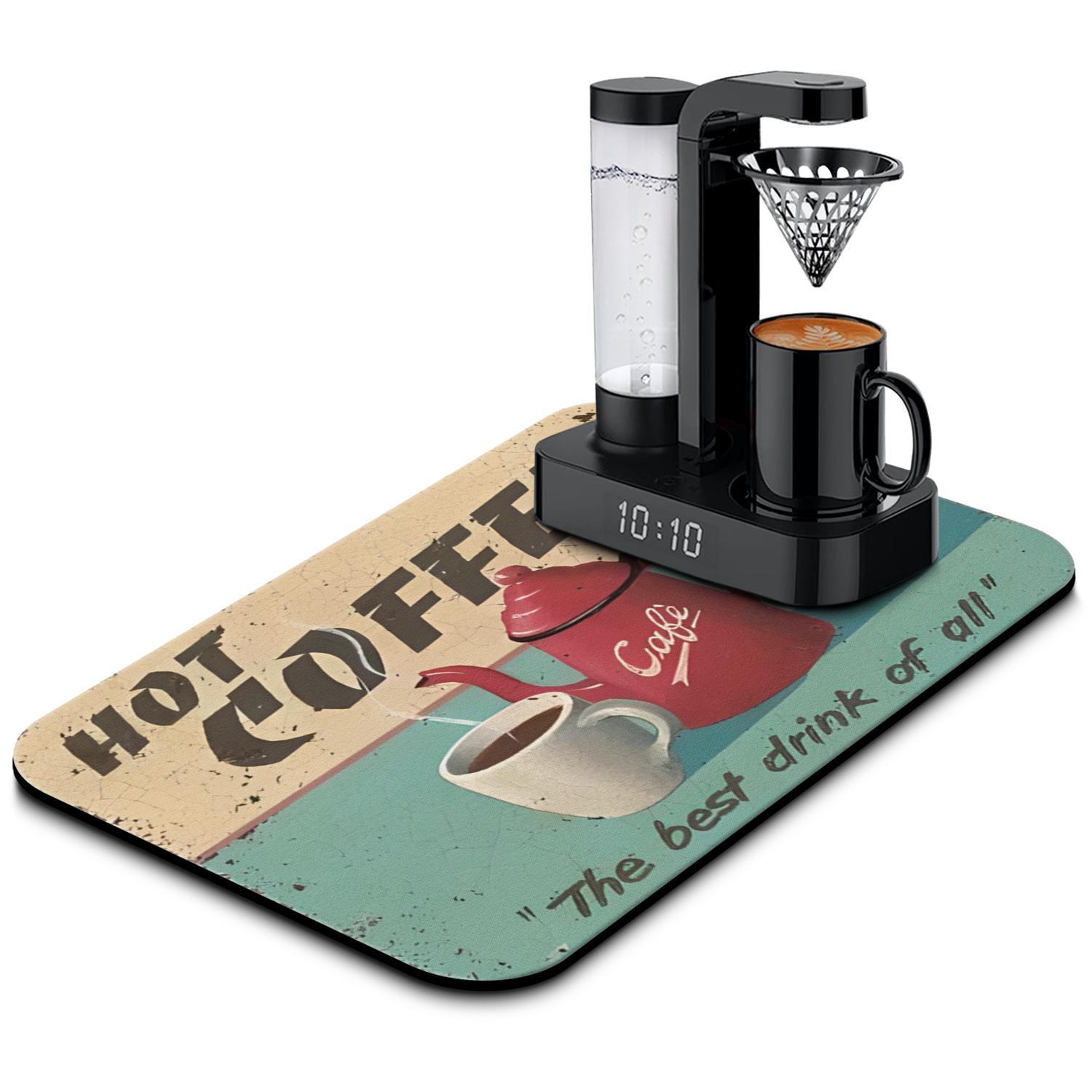 Coffee Black Vintage Pattern Coffee Bar Mat Accessories for Countertop ...