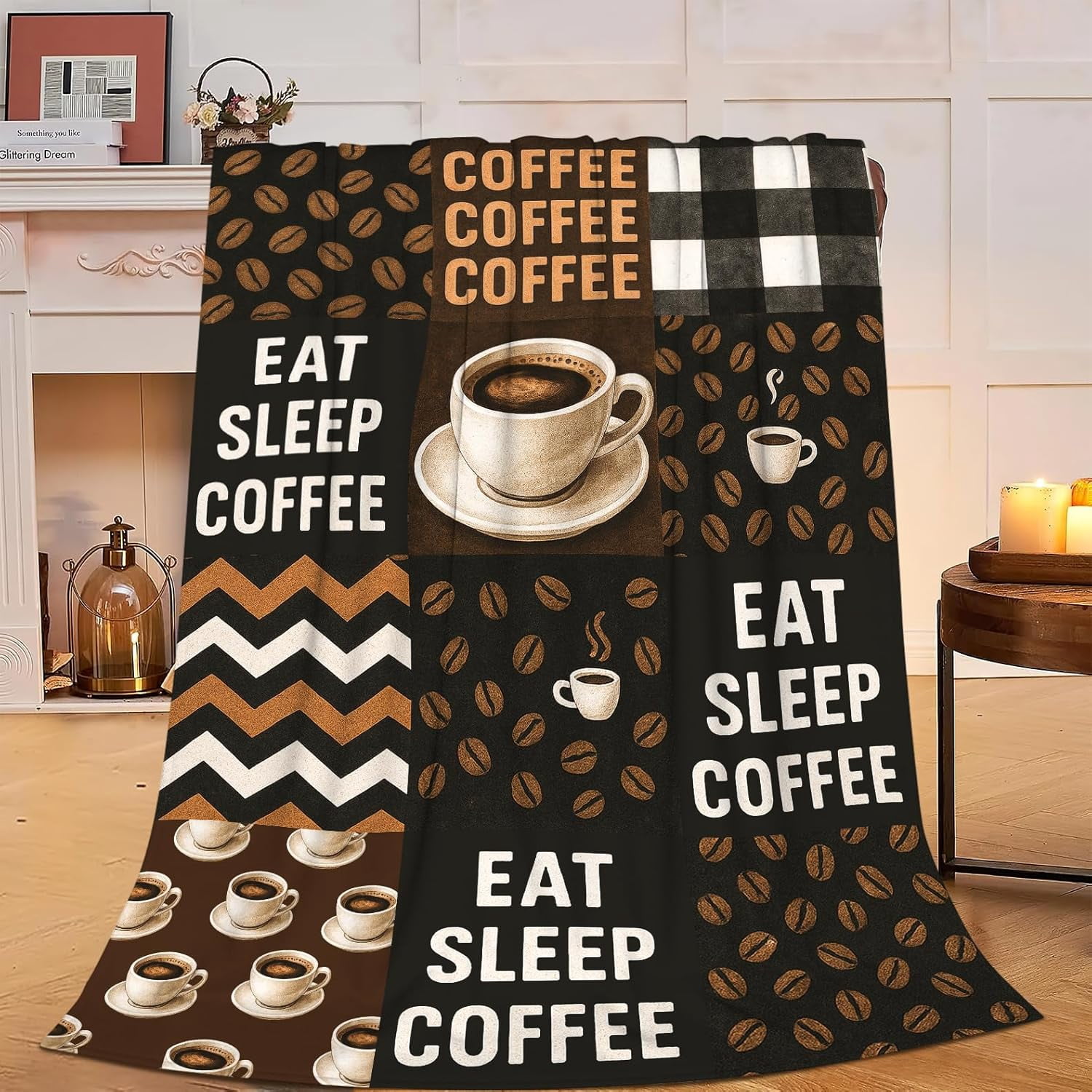 Coffee Blanket Cafe Gifts for Drinks Lover Throw Blanket Coffee Cup ...