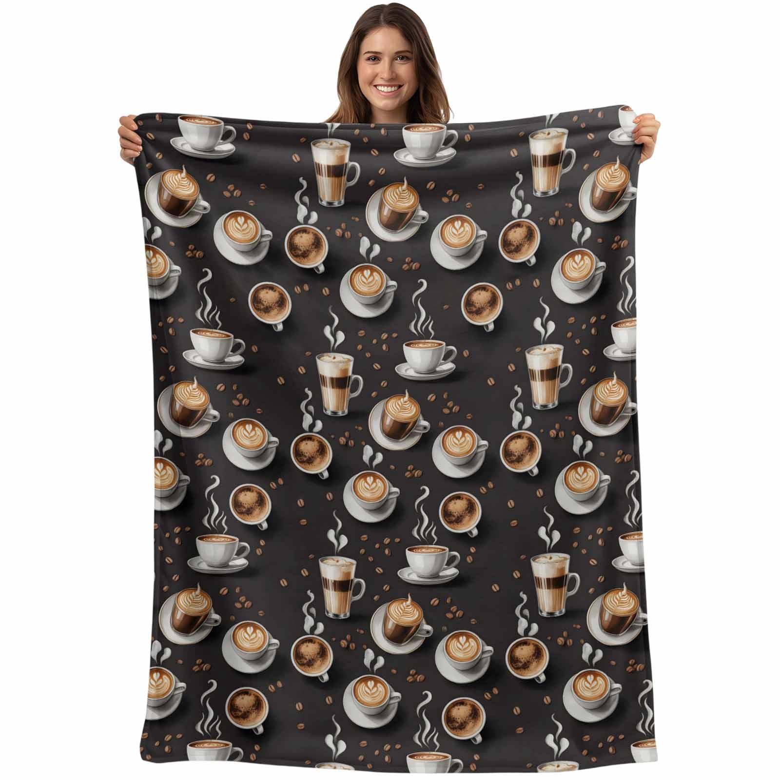 Coffee Blanket Soft Cozy Warm Throw Blanket for Couch, Plush Fuzzy ...