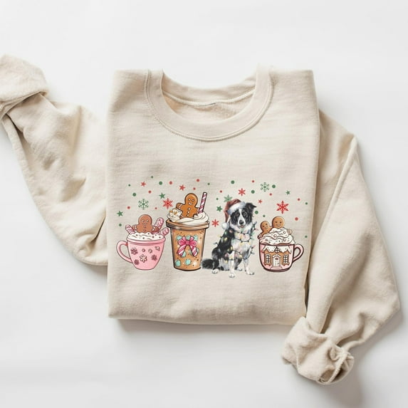 Coffee Border Collie Sweatshirt, Gingerbread Border Collie Dog Mom ...