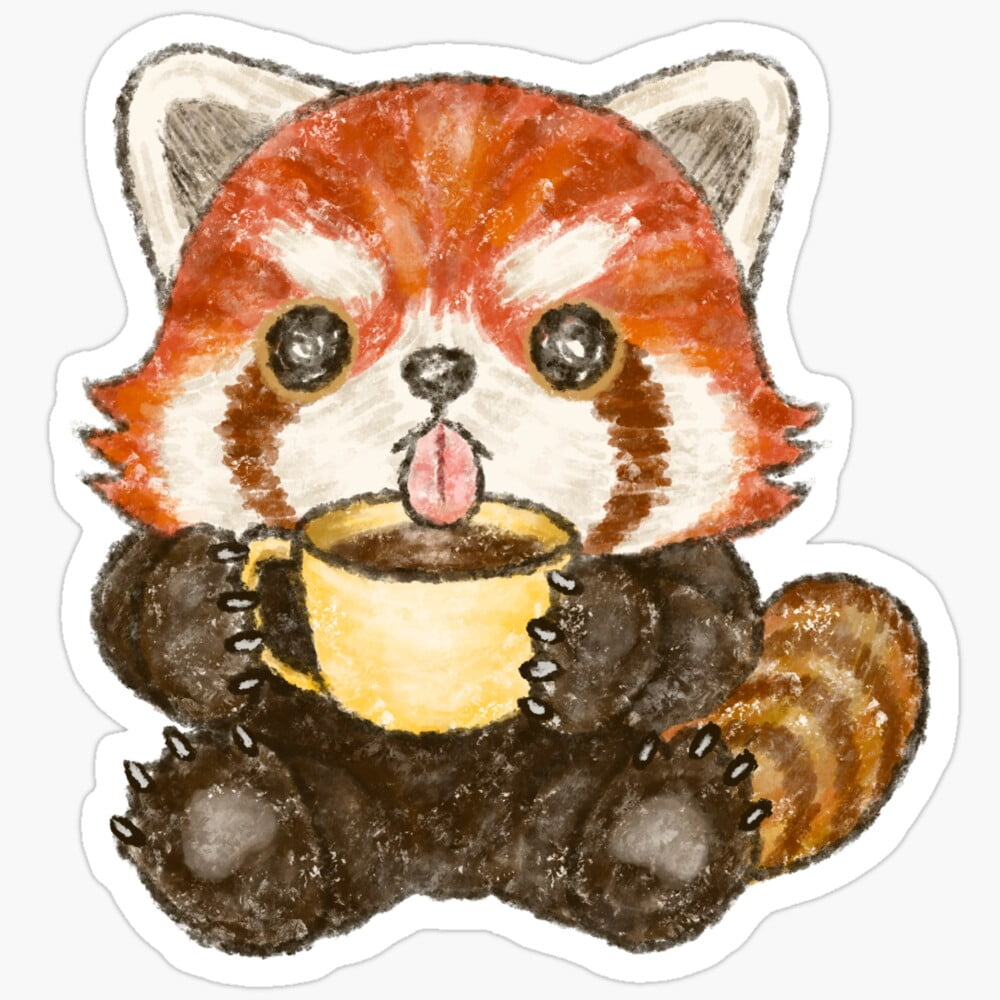 Coffee Break For Red Panda Sticker Phone Decal Water Bottle Stickers ...
