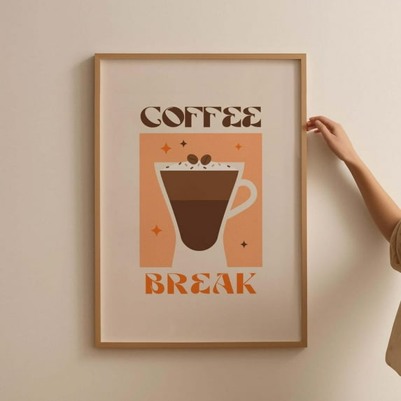 Coffee Break Kitchen Poster: Neutral Tone Art Poster Poster Decor For ...