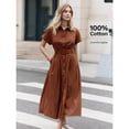 Coffee Brown Collared Shirt Dress With Button Front, Belted Waist ...