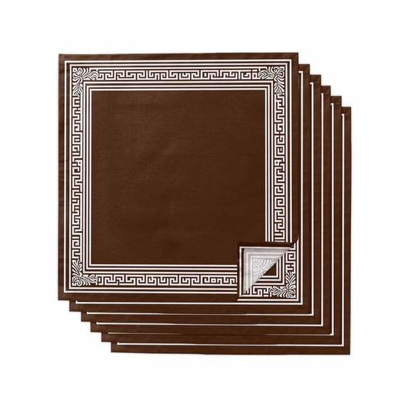 Coffee Brown Greek Key Cloth Napkins Set of 6 Reusable Dinner Napkins ...
