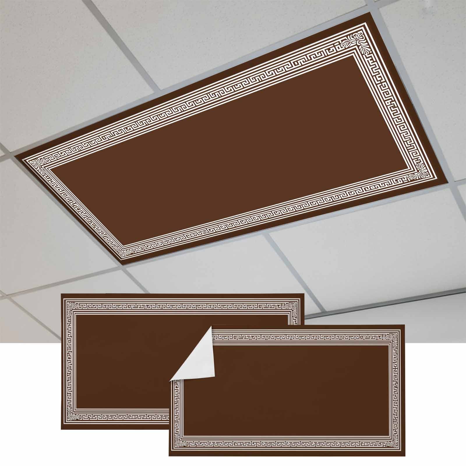 Coffee Brown Greek Key Fluorescent Light Covers, Geometric Greece ...