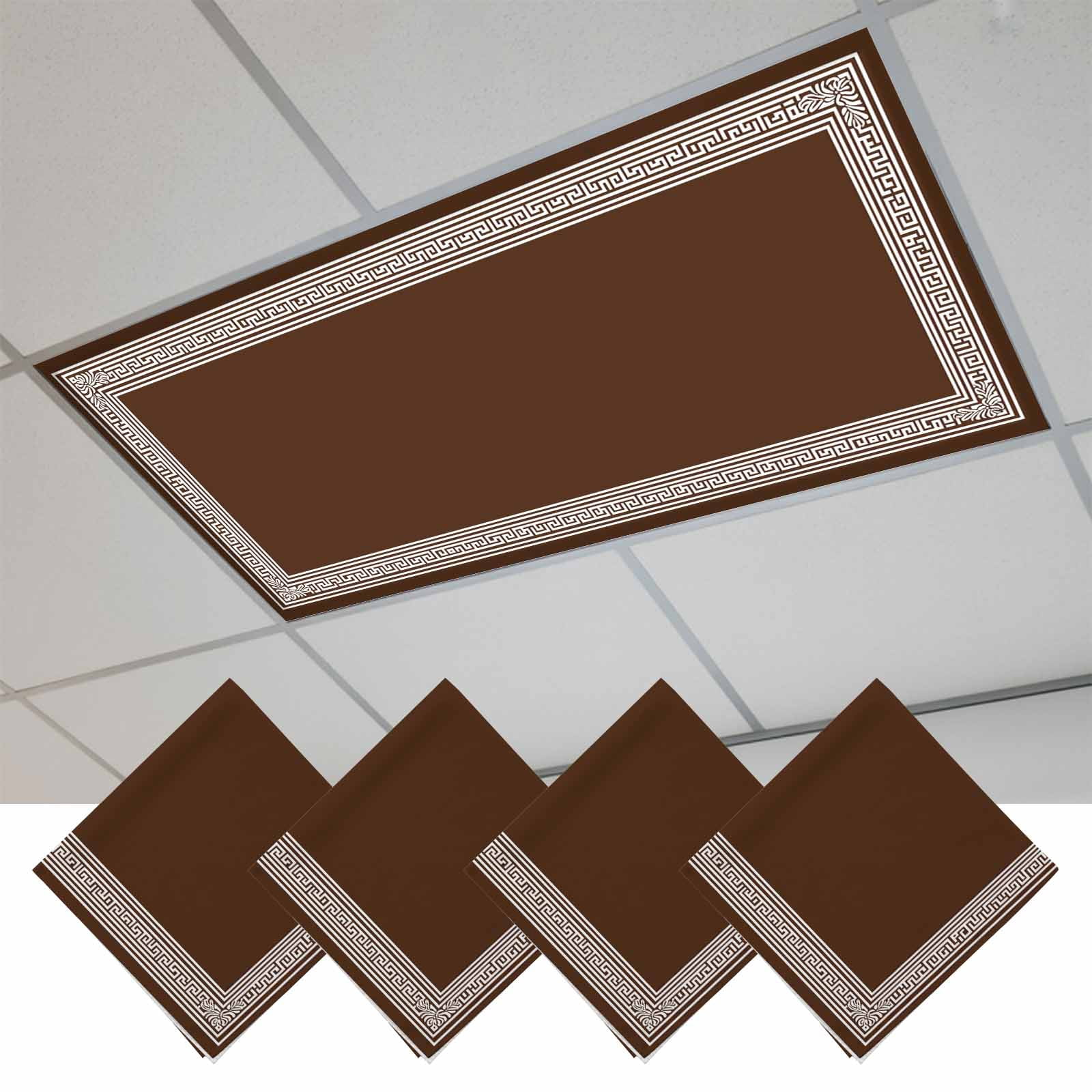 Coffee Brown Greek Key Fluorescent Light Covers, Geometric Greece ...