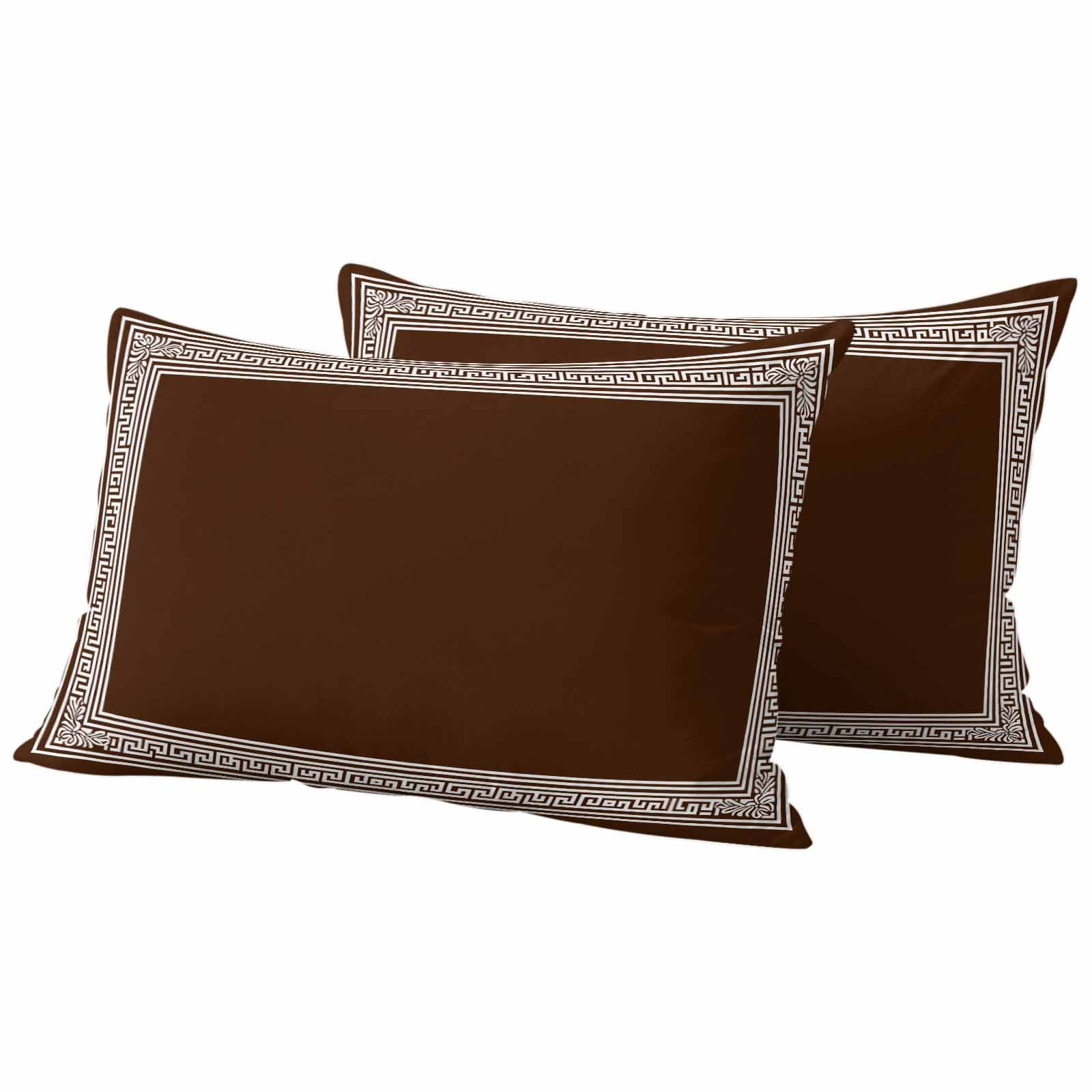 Coffee Brown Greek Key Outdoor Waterproof Pillow Covers, Geometric ...